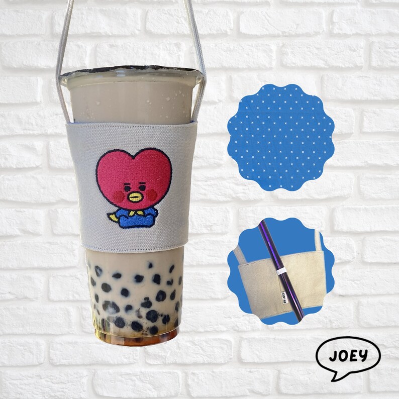 Baby Tata Bubble Tea Cup Holder Boba Tea Sleeve Reusable Cup Carrier ...