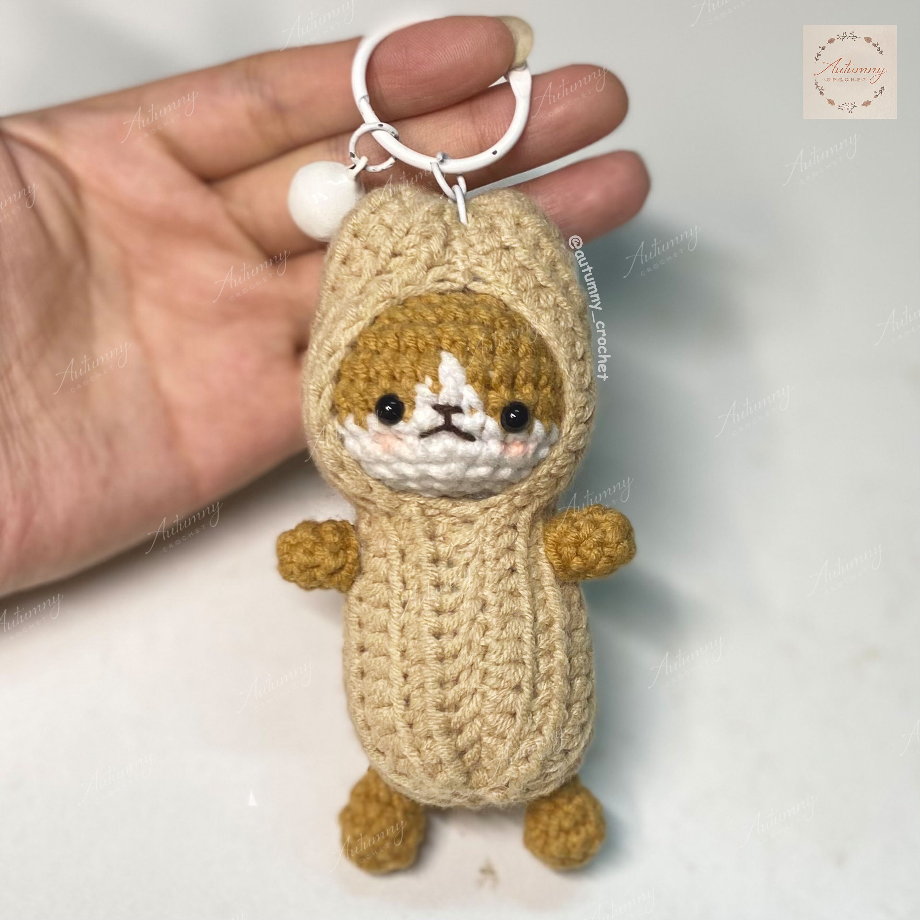 Crochet Peanut Cat Crochet Keychain Amigurumi Keychain - Etsy