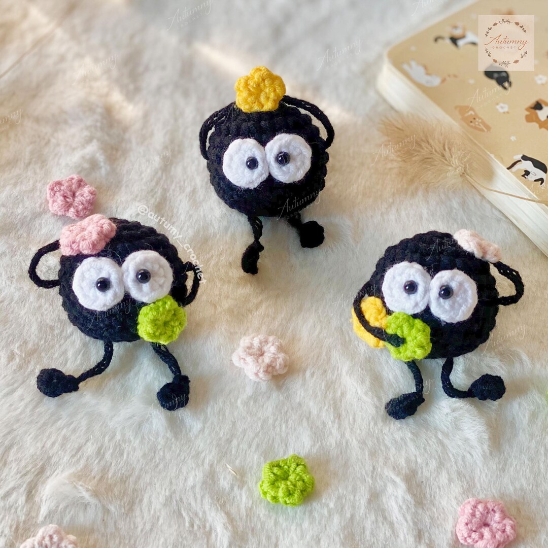 Crochet Soot Sprites With Star Snacks, Amigurumi Keychain, Birthday ...