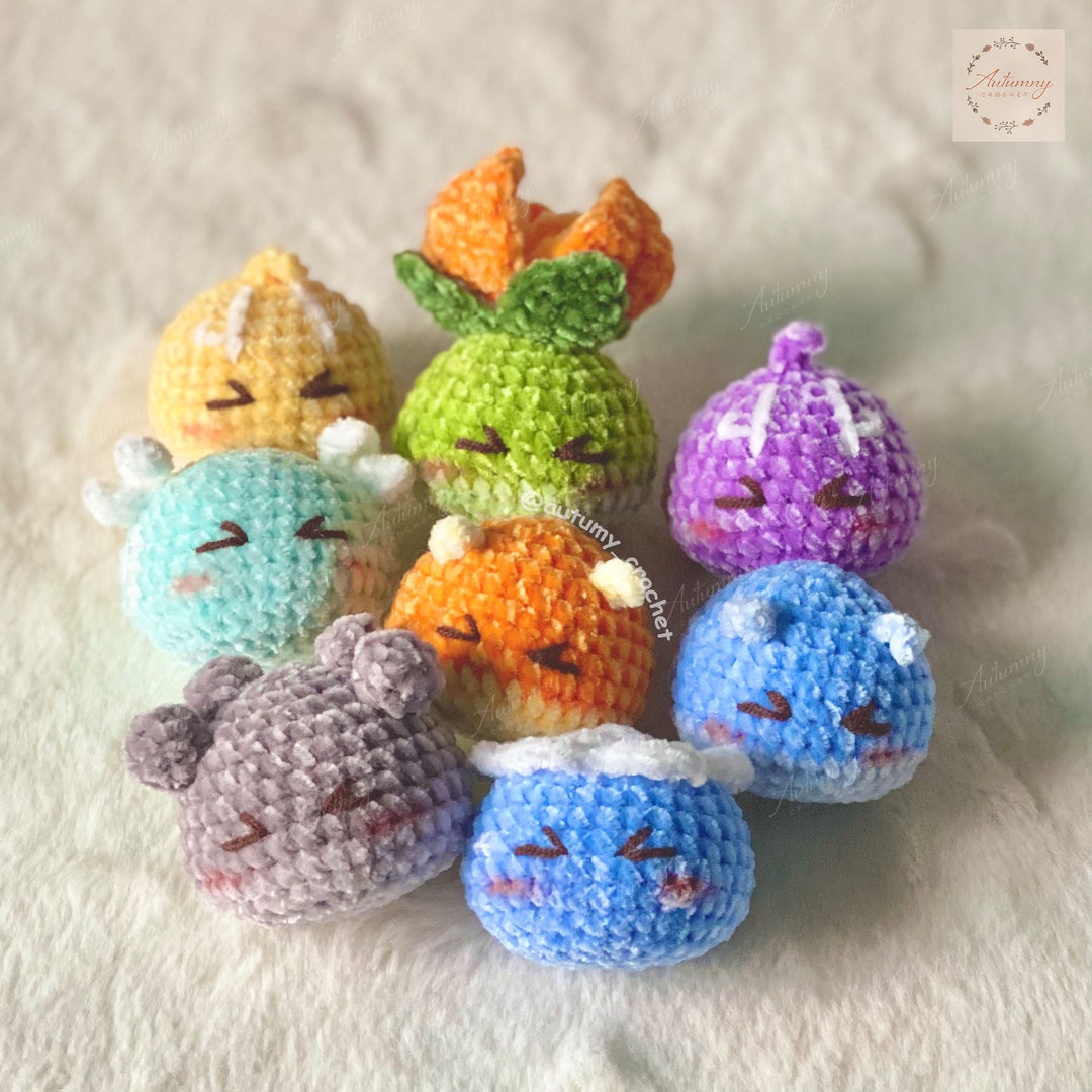 Crochet Cute Elemental Slimes Keychain, Amigurumi Keychain, Amigurumi ...