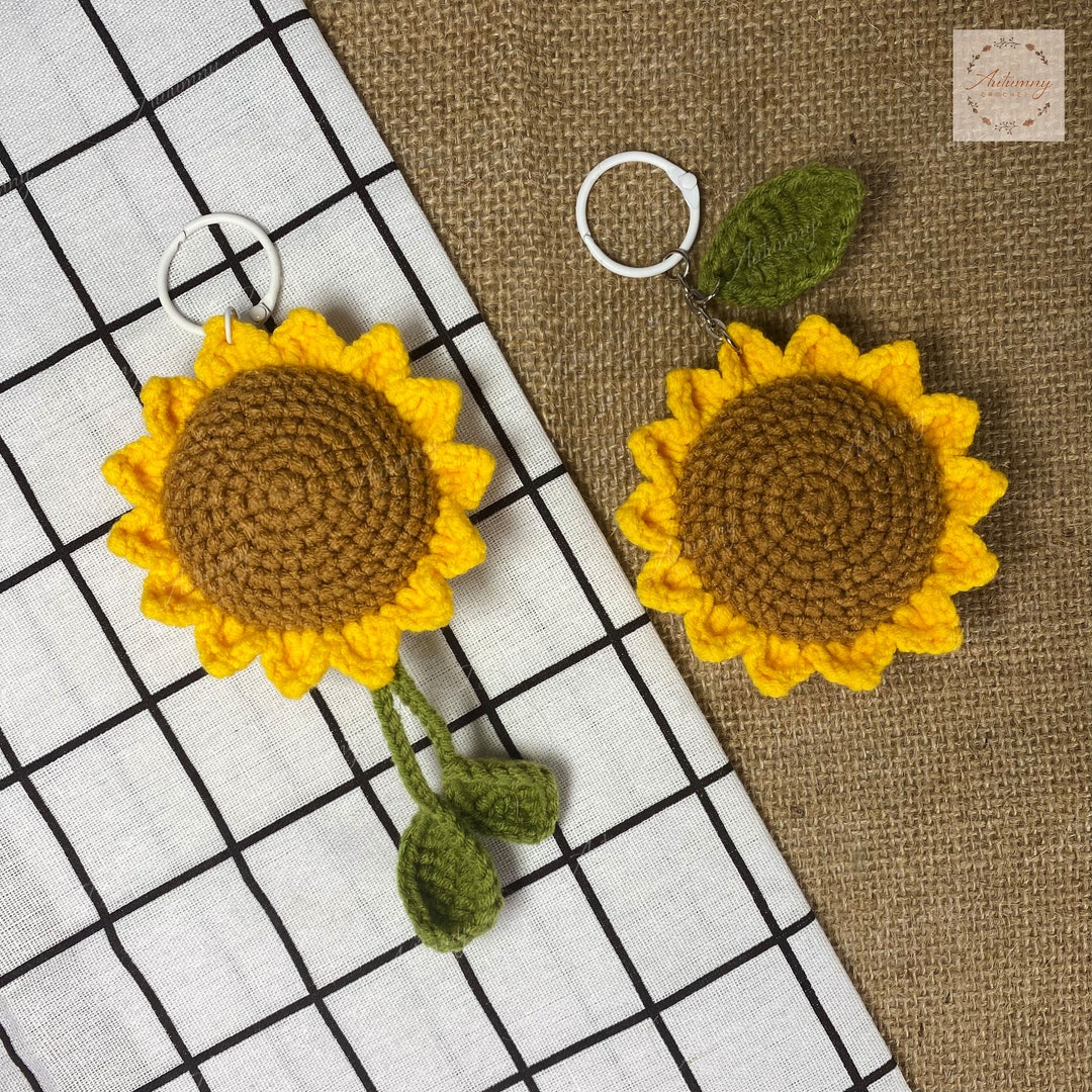 Sunflower Crochet Keychain, Amigurumi Keychain, Birthday Gift, Bag ...
