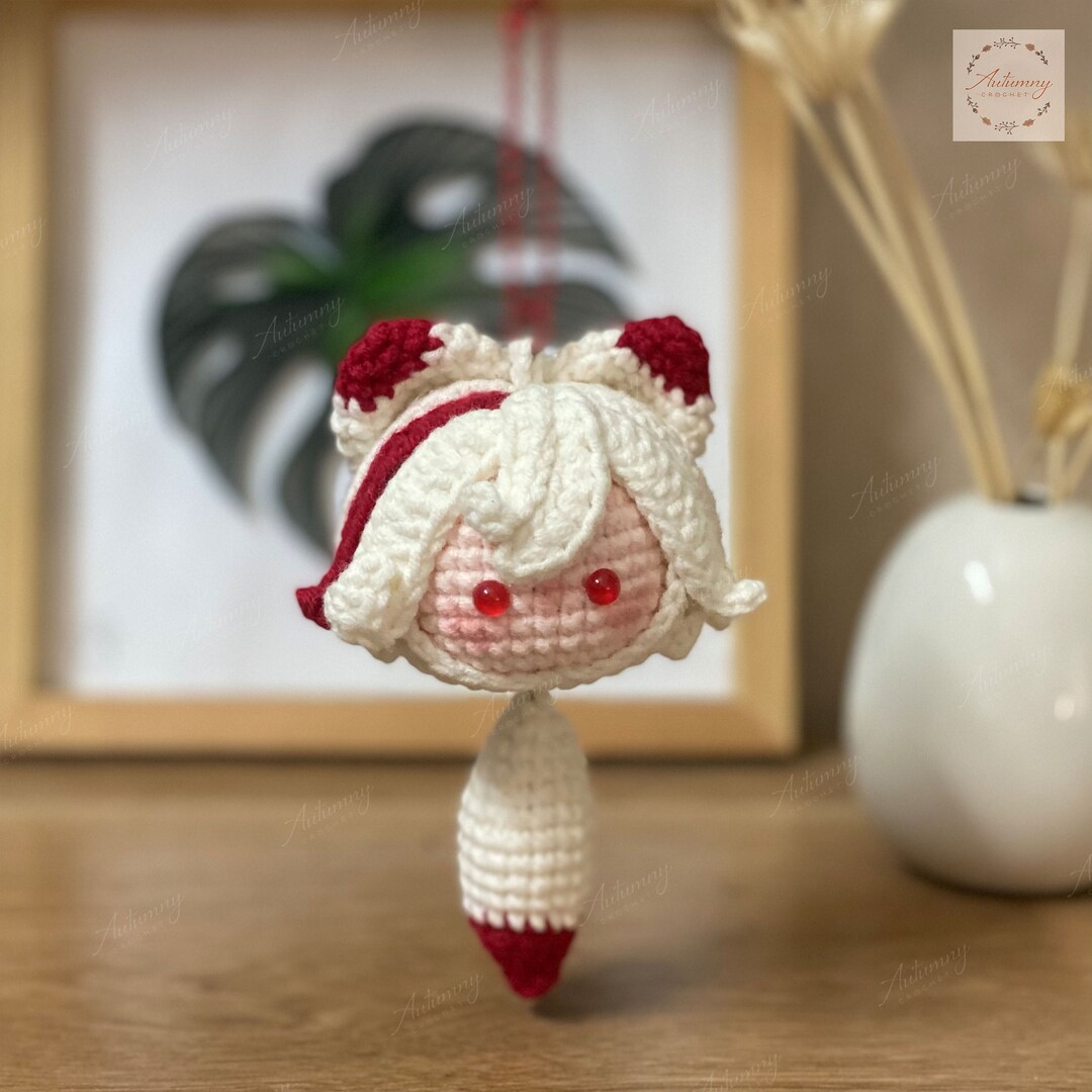 Crochet Cute Fox Kazuha Chibi Keychain, Crochet Kazuha Fox Version ...