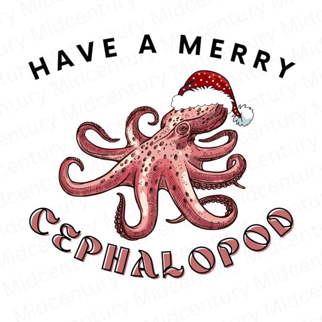 Have a Merry Cephalopod PNG Christmas Octopus X-mas Festive - Etsy