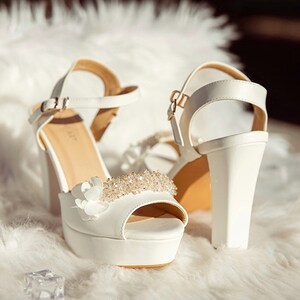 Wedding Shoes With Sparkling Crystal Flowers, Beautiful Fabric Flowers ...