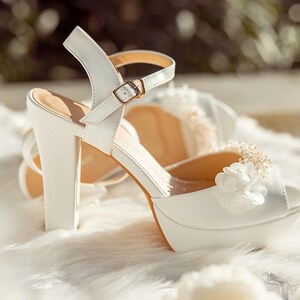 Wedding Shoes With Sparkling Crystal Flowers, Beautiful Fabric Flowers ...