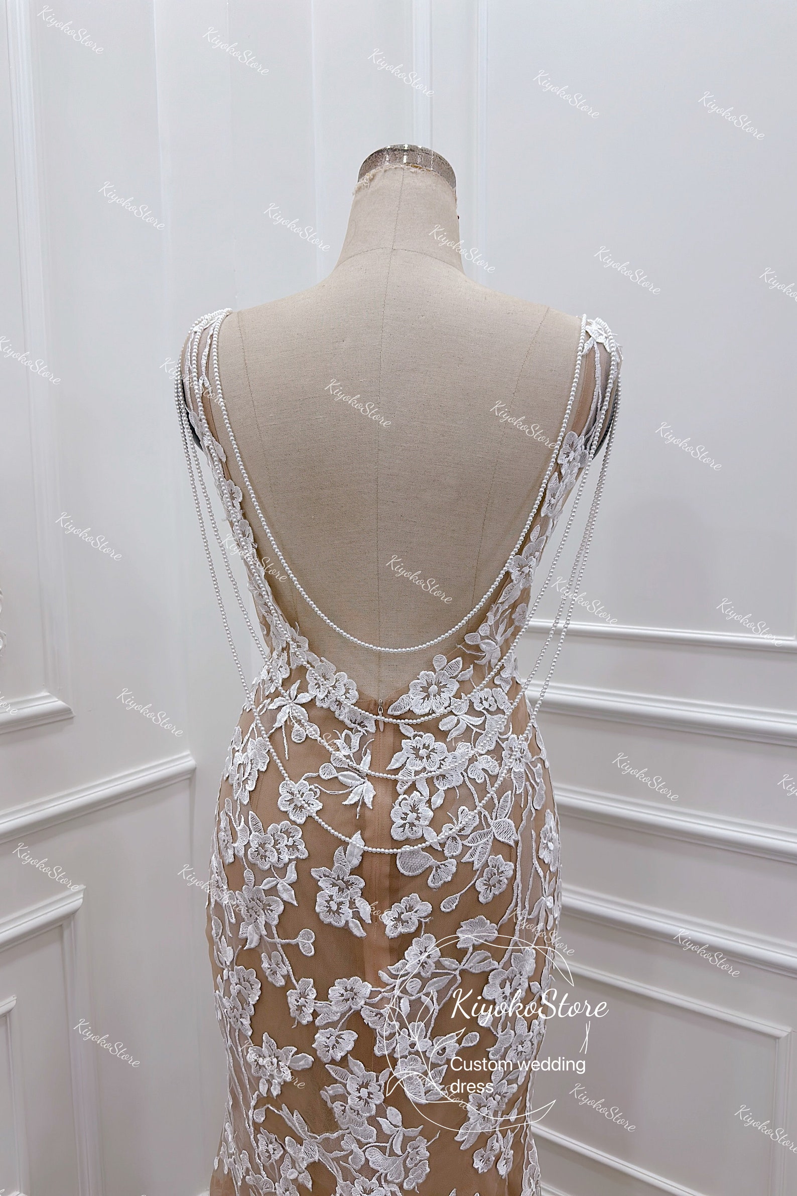 Fishtail Wedding Dress With Beautiful Back. High Quality Lace Decorated ...
