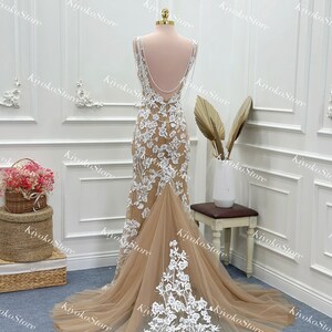 Fishtail Wedding Dress With Beautiful Back. High Quality Lace Decorated ...