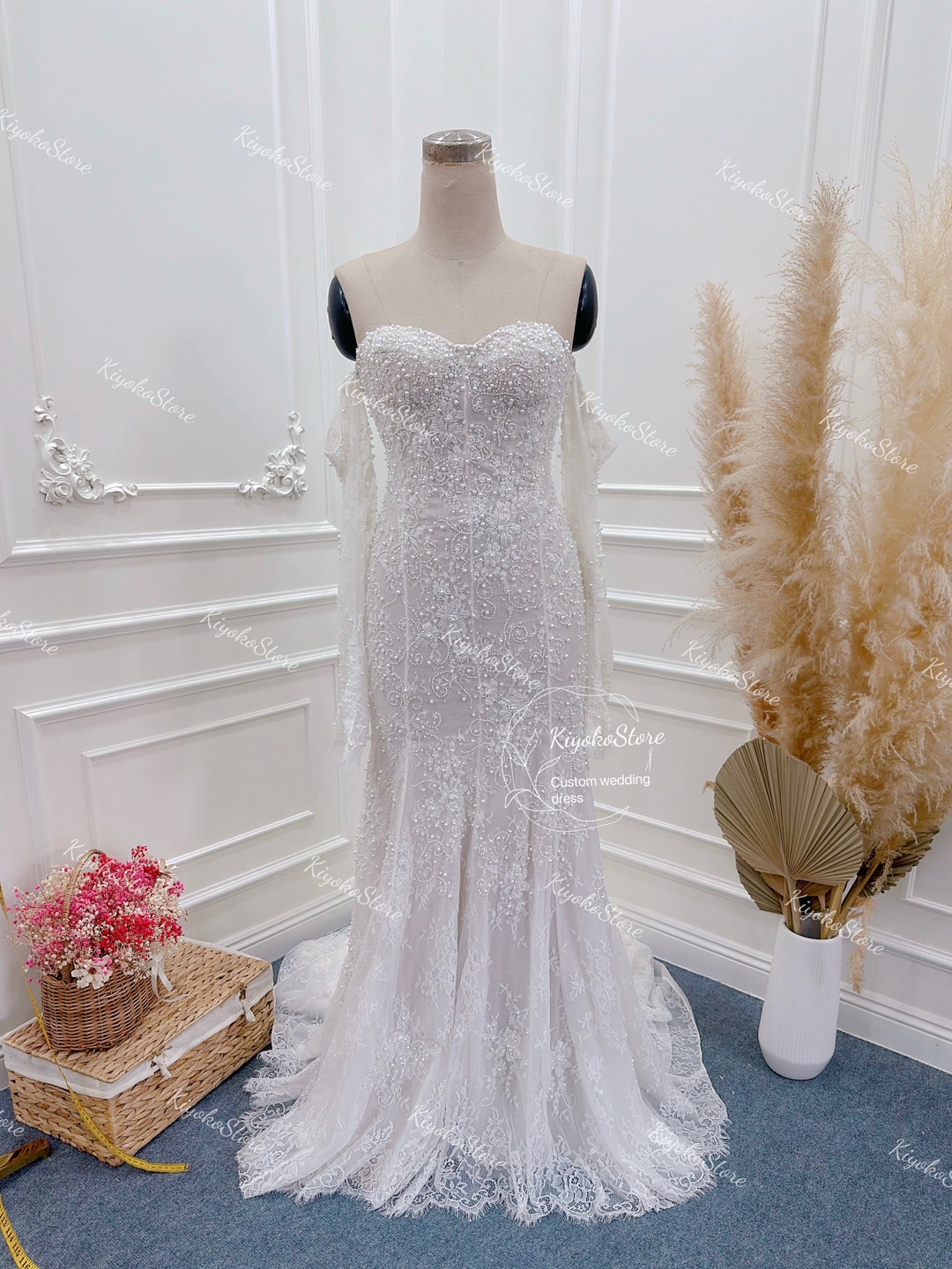 Luxurious Beaded Mermaid Wedding Dress.custom Wedding Dress. Long ...