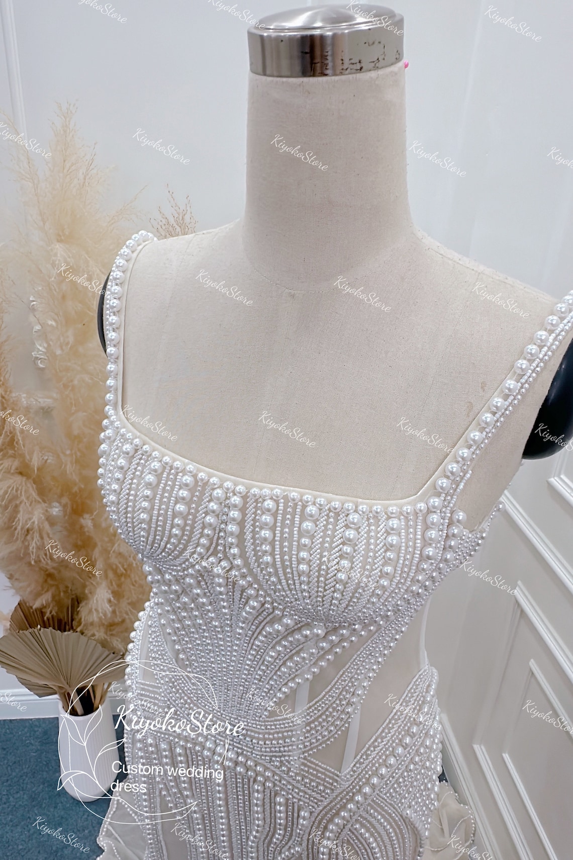 Unique Beaded Fishtail Wedding Dress. Custom Wedding Dresses. Handmade ...