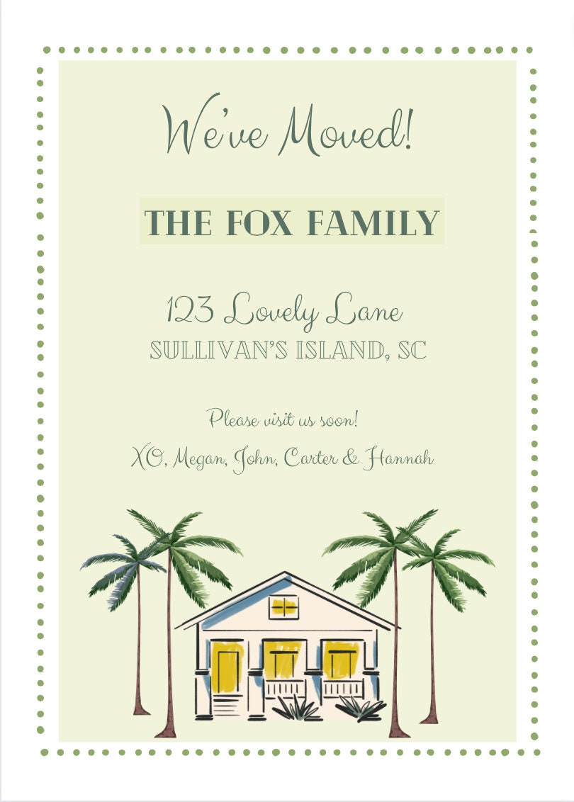 Editable Tropical Moving Card, Downloadable Card, DIY Note Card, Moving ...