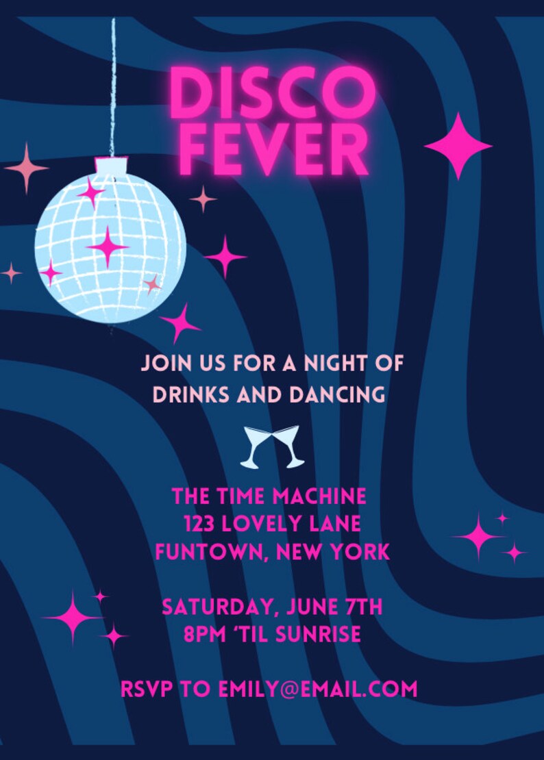 Editable Disco Birthday Party Invitation, Birthday Invite, Disco ...