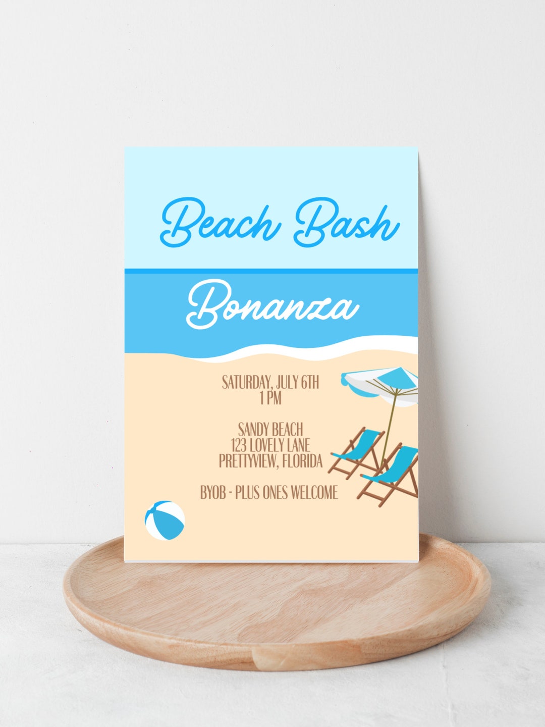 Editable Beach Party Invitation, Beach Invite, Beach Bash, Summer Party ...