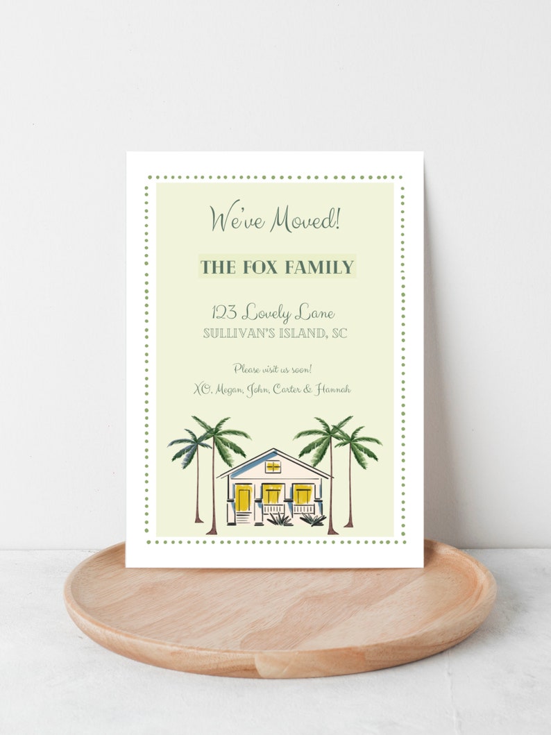 Editable Tropical Moving Card, Downloadable Card, DIY Note Card, Moving ...