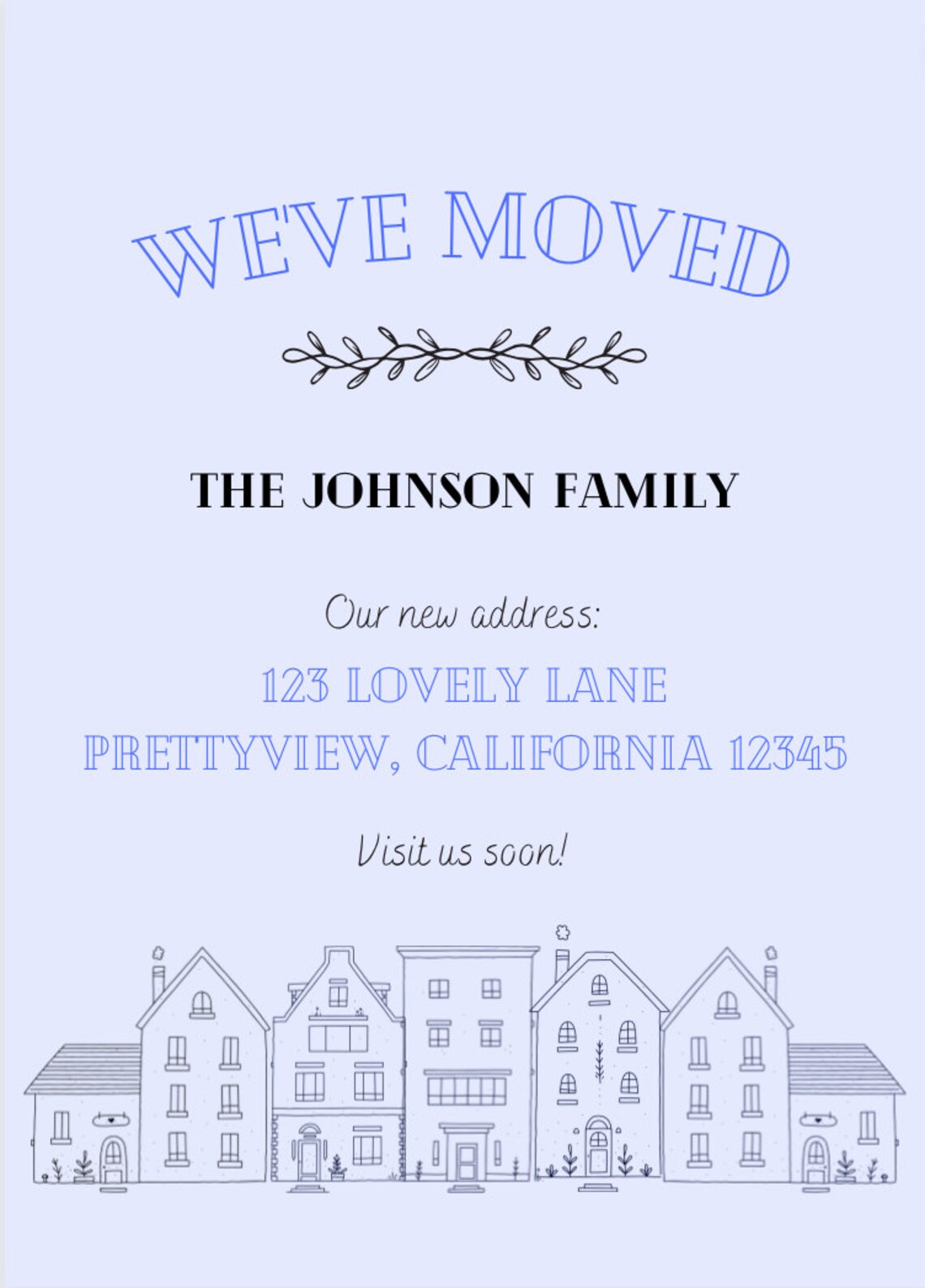 Editable House Moving Card, Downloadable Card, DIY Note Card, Moving ...