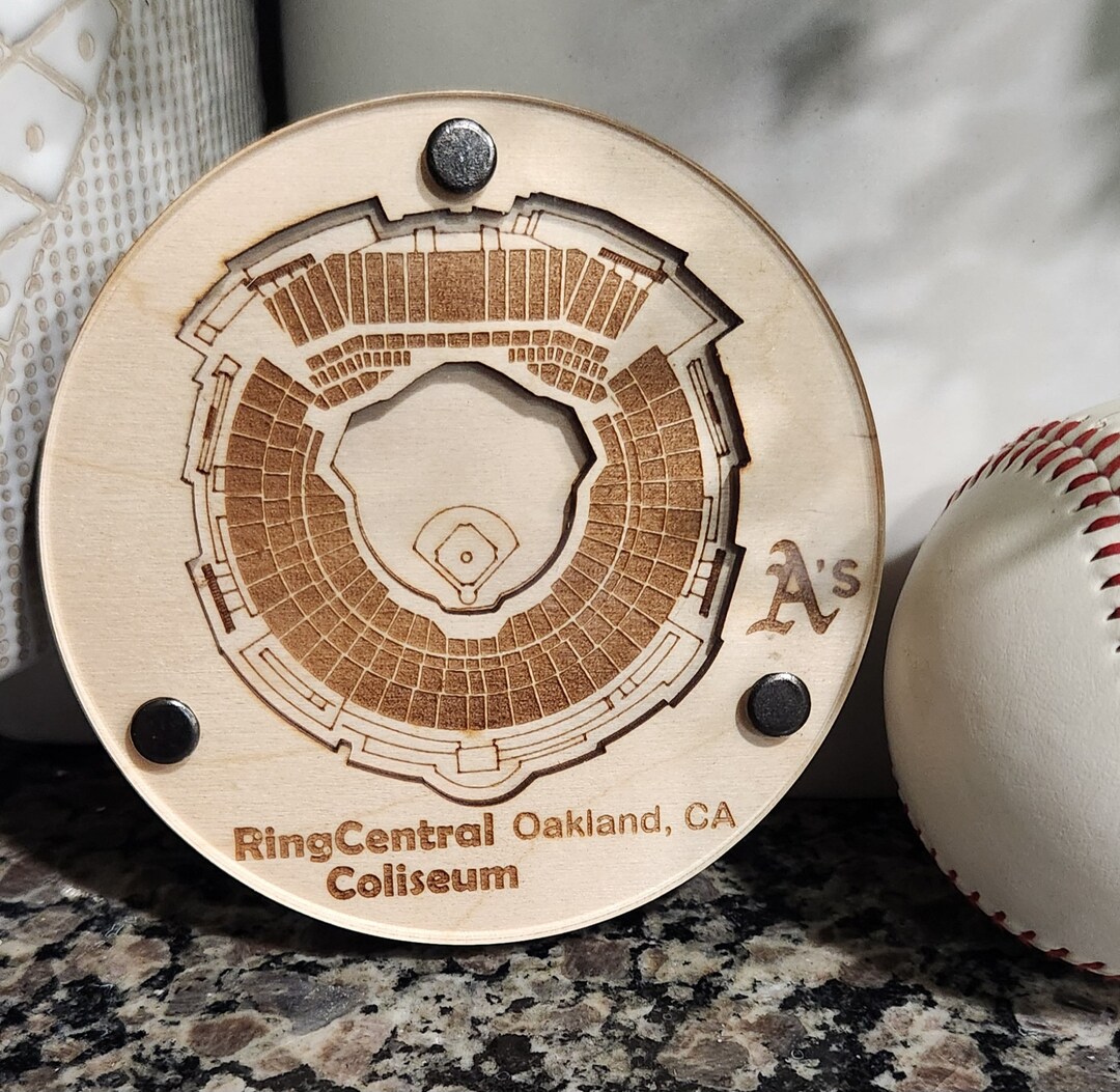 Ring Central Coliseum Oakland A's Athletics Custom MLB Coaster 3D Wood ...