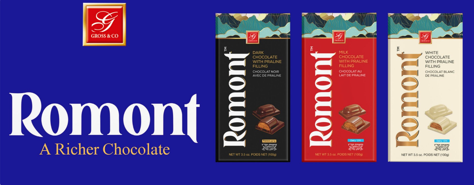 Gross & Co-romont Chocolate Bars-with Praline Filling-kosher A RICHER ...