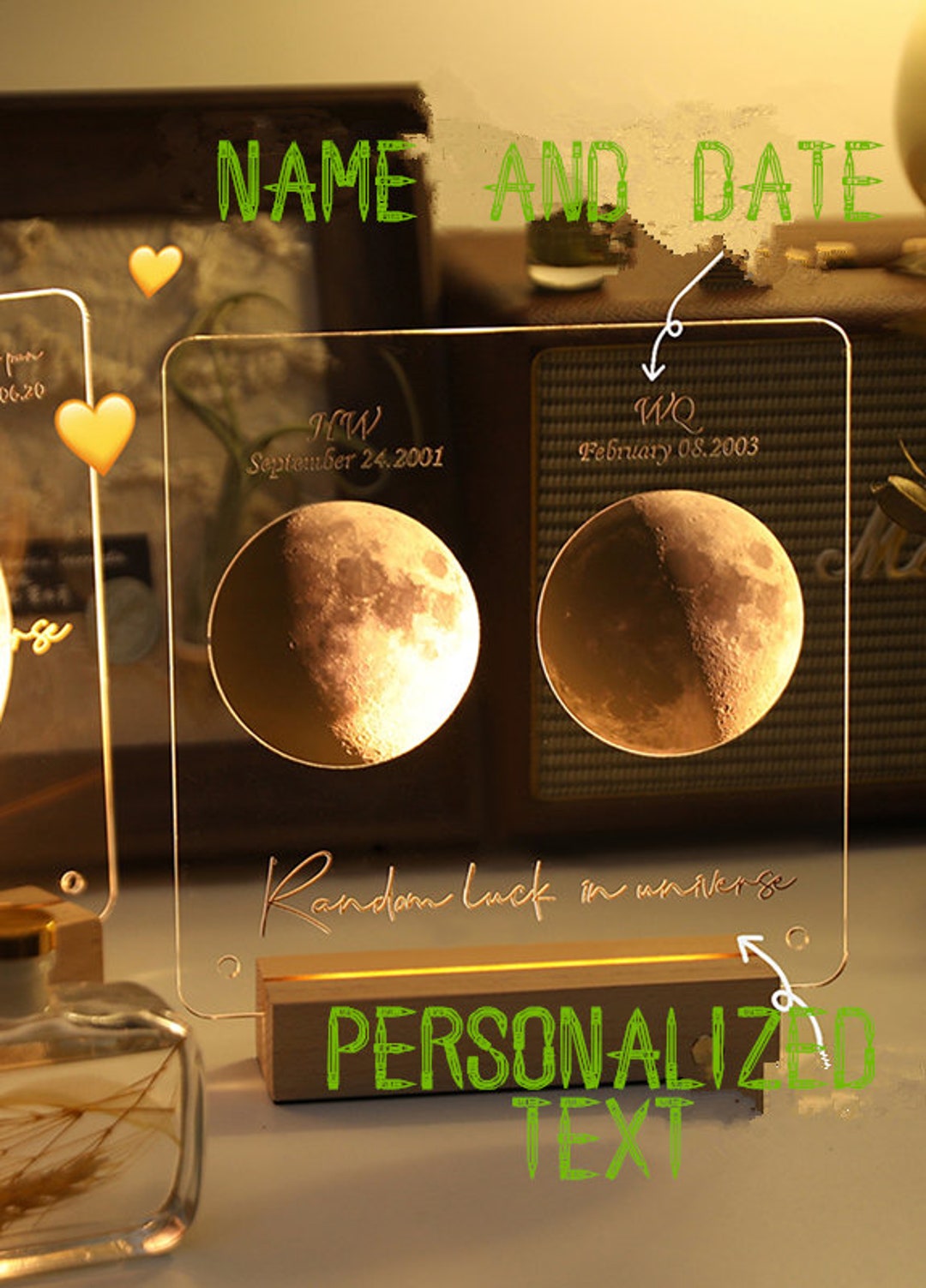 Customized Lunar Phase Moonlight Painting With Color Changing Lights ...