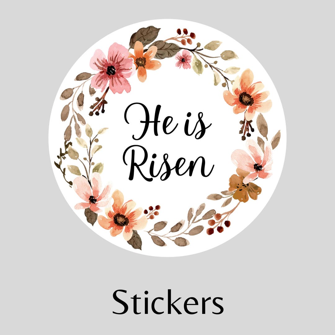 He is Risen Sticker-circle,easter Card Insert, Bible Quote, Ministering ...