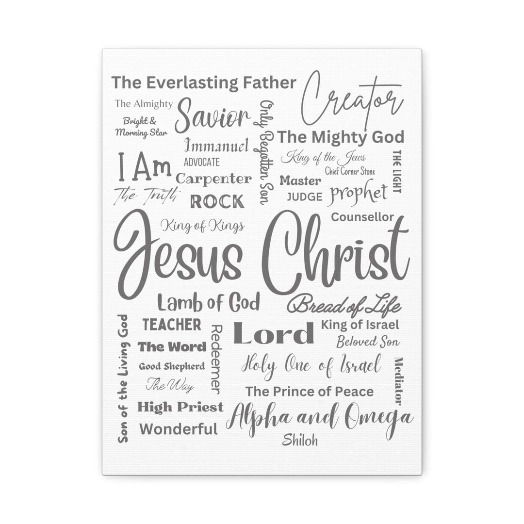 Names of Jesus Christ- Gray, Christian Art, Easter Gift, Titles of Our ...