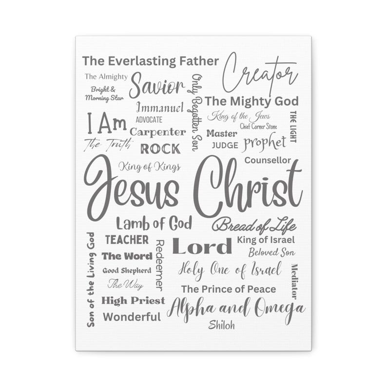 Names of Jesus Christ- Gray, Christian Art, Easter Gift, Titles of Our ...