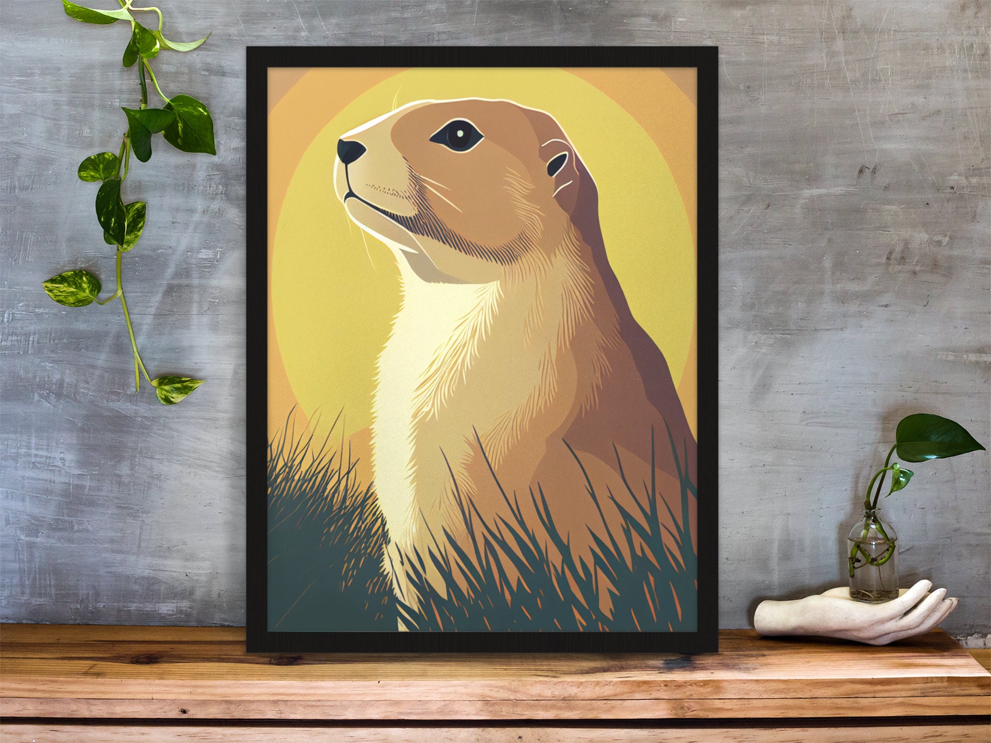 Minimalist Printable Prairie Dog portrait, Art Poster sold by Greg ...