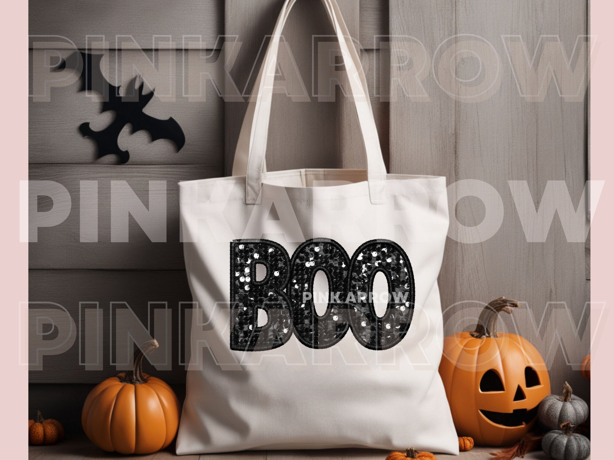 Faux Embroidery Boo Faux Glitter Boo Halloween Sublimation - Etsy