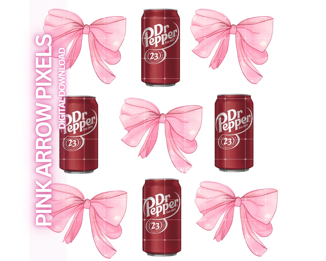 Dr Pepper Coquette PNG Preppy Coquette Bow Dr Pepper Sublimation PNG Girlie Aesthetic Pink Bow ...