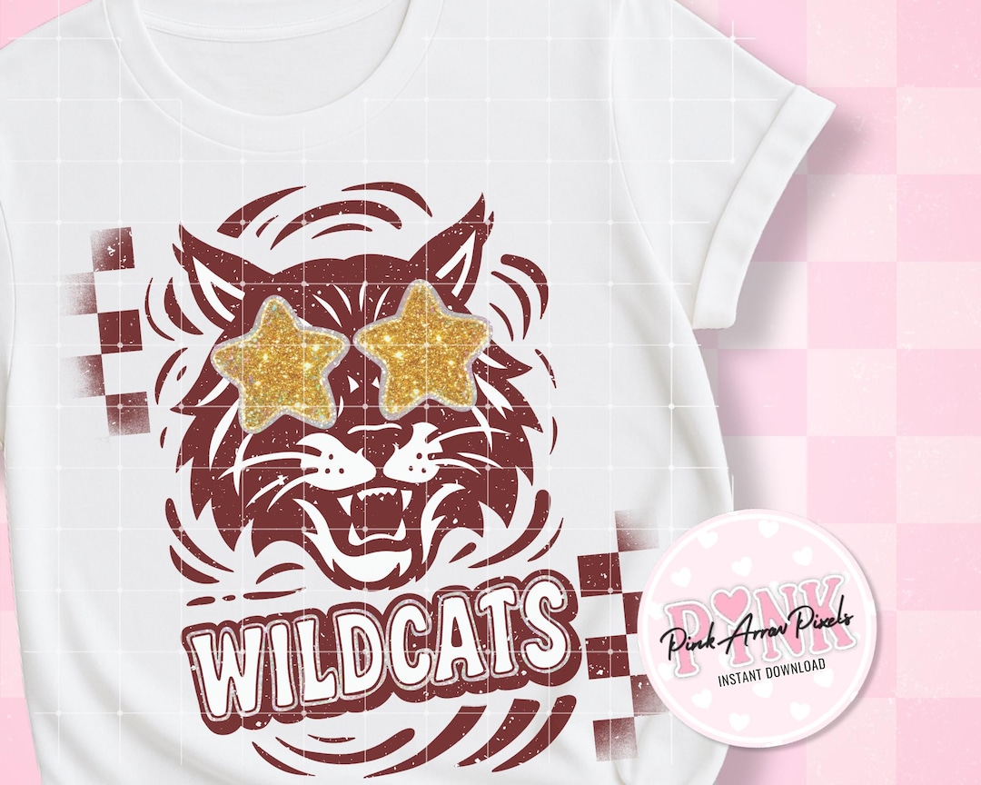 Wildcat Mascot PNG: Maroon and White Glitter Star Design (PDF ...