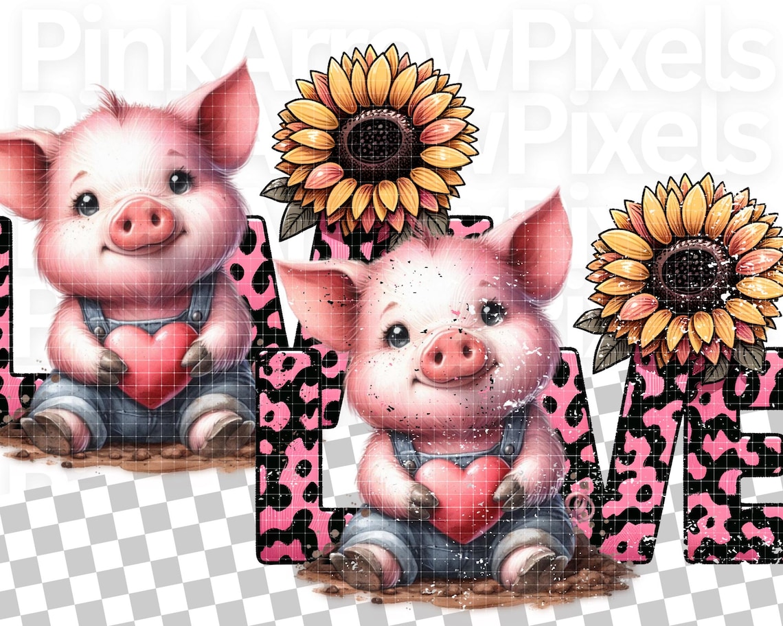 Adorable Piglet Farm Animal Sublimation Digital Download - PNG & PDF ...