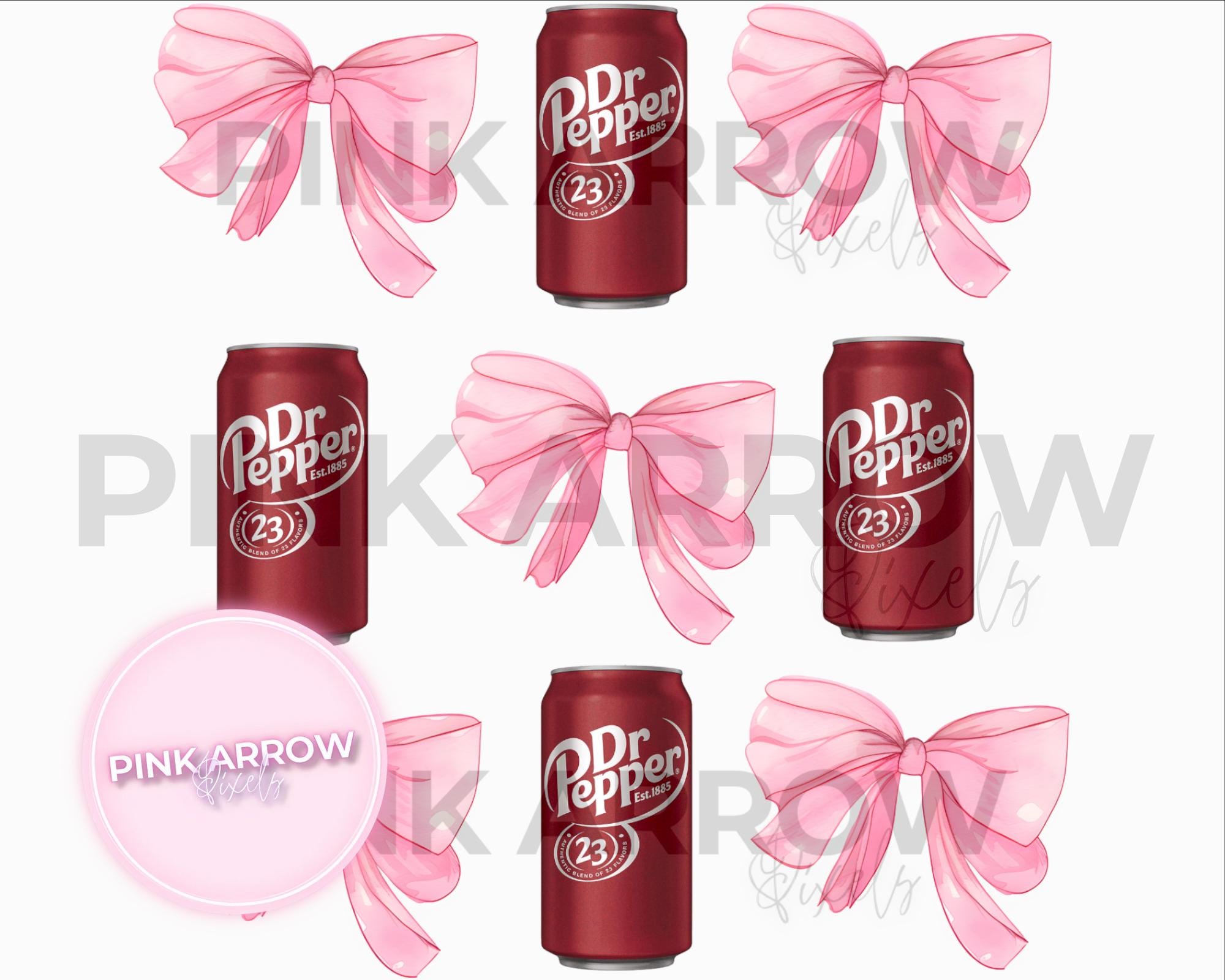 Dr Pepper Coquette PNG Preppy Coquette Bow Dr Pepper Sublimation PNG Girlie Aesthetic Pink Bow ...