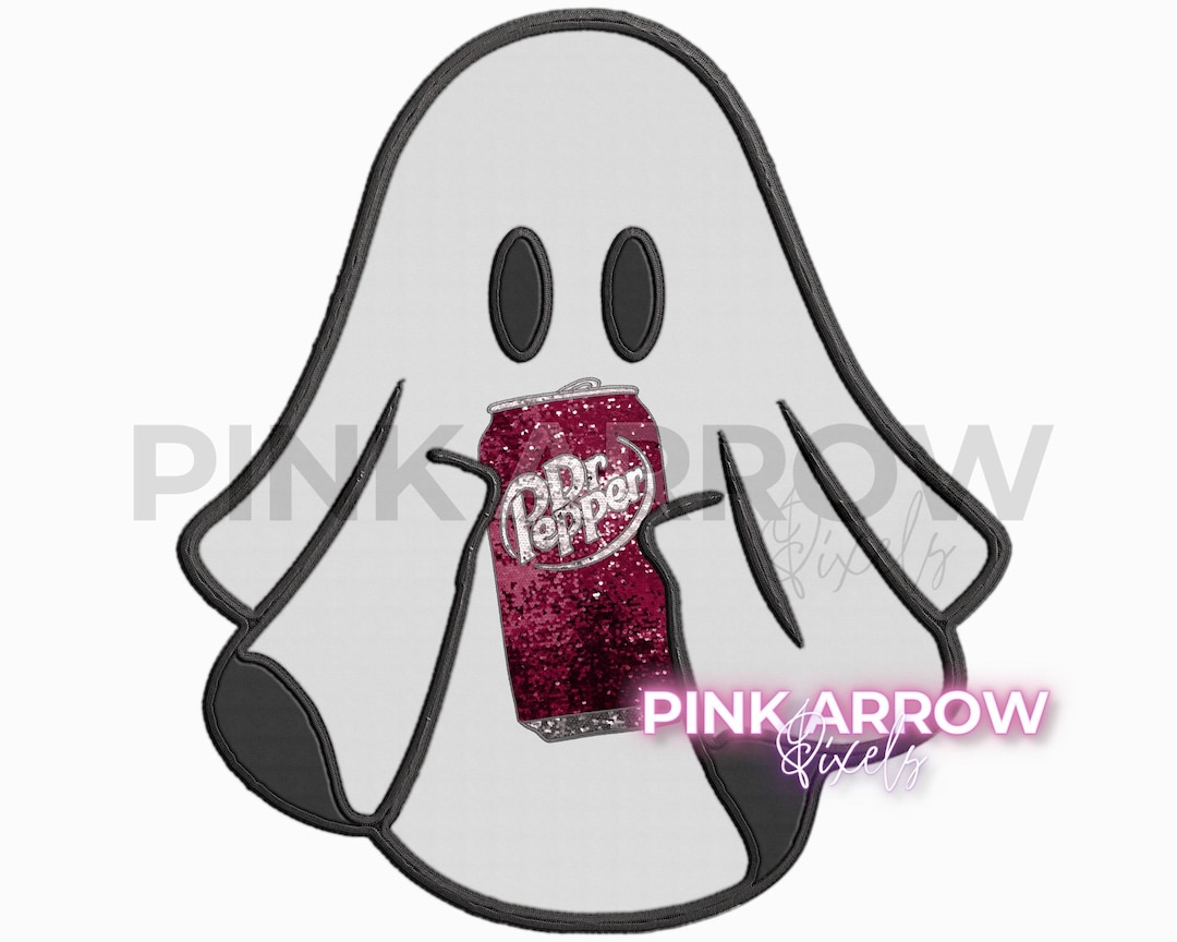 Ghost Dr Pepper Faux Embroidery Halloween PNG & PDF Spooky Season ...