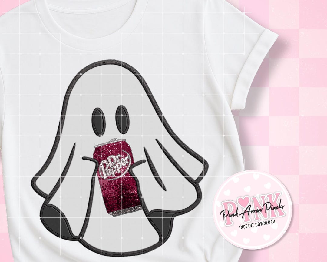 Ghost Soda Faux Embroidery Halloween PNG & PDF Spooky Season Digital ...