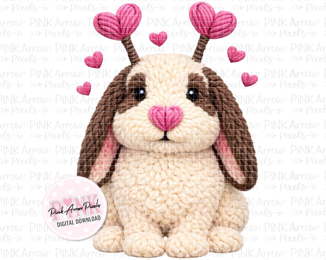 Valentine Bunny PNG • Faux Yarn Bunny •love Valentine PNG • Digital ...