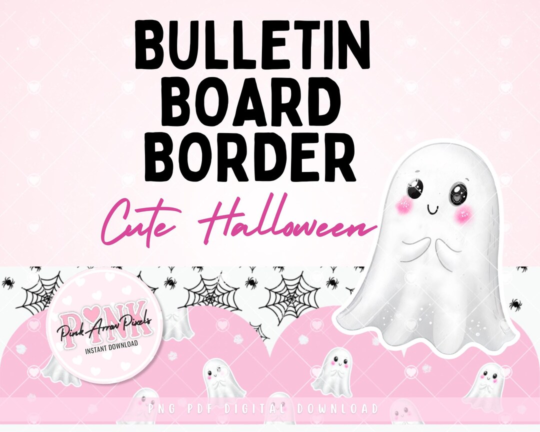 Cute Halloween Bulletin Board Border Pink Ghost Classroom Banner ...