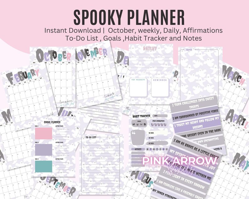 Spooky Ghost Printable Planner Set: Halloween Planner (digital Download ...