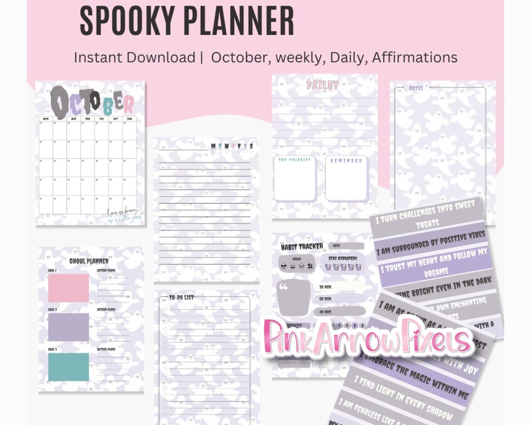 Spooky Ghost Printable Planner Set: Halloween Planner (digital Download ...