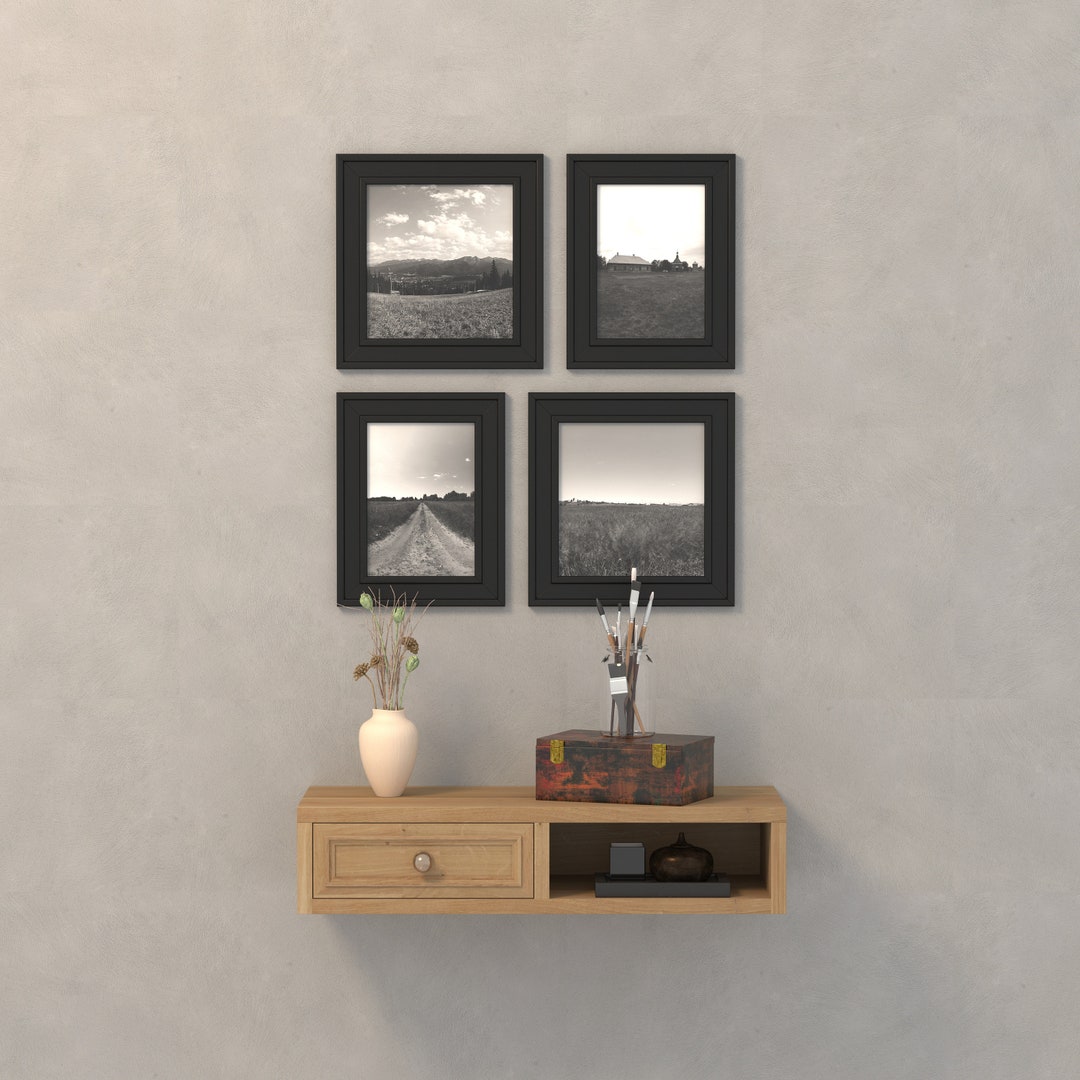 Handmade Floating Console Table With Single Wooden Drawer in Natural ...