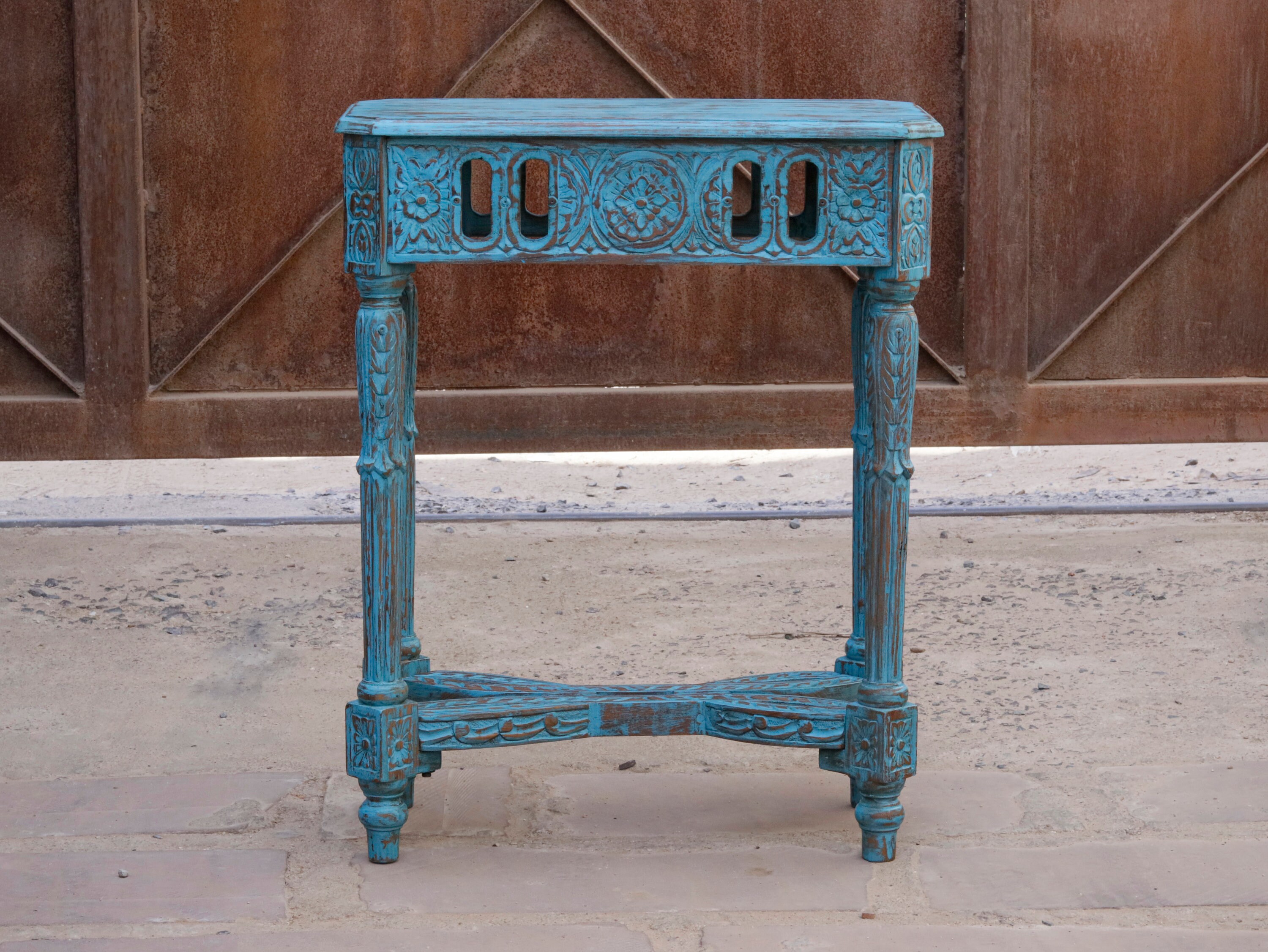 Blue Distressed Polish Farmhouse Console Table: A Rustic Charm for Your ...