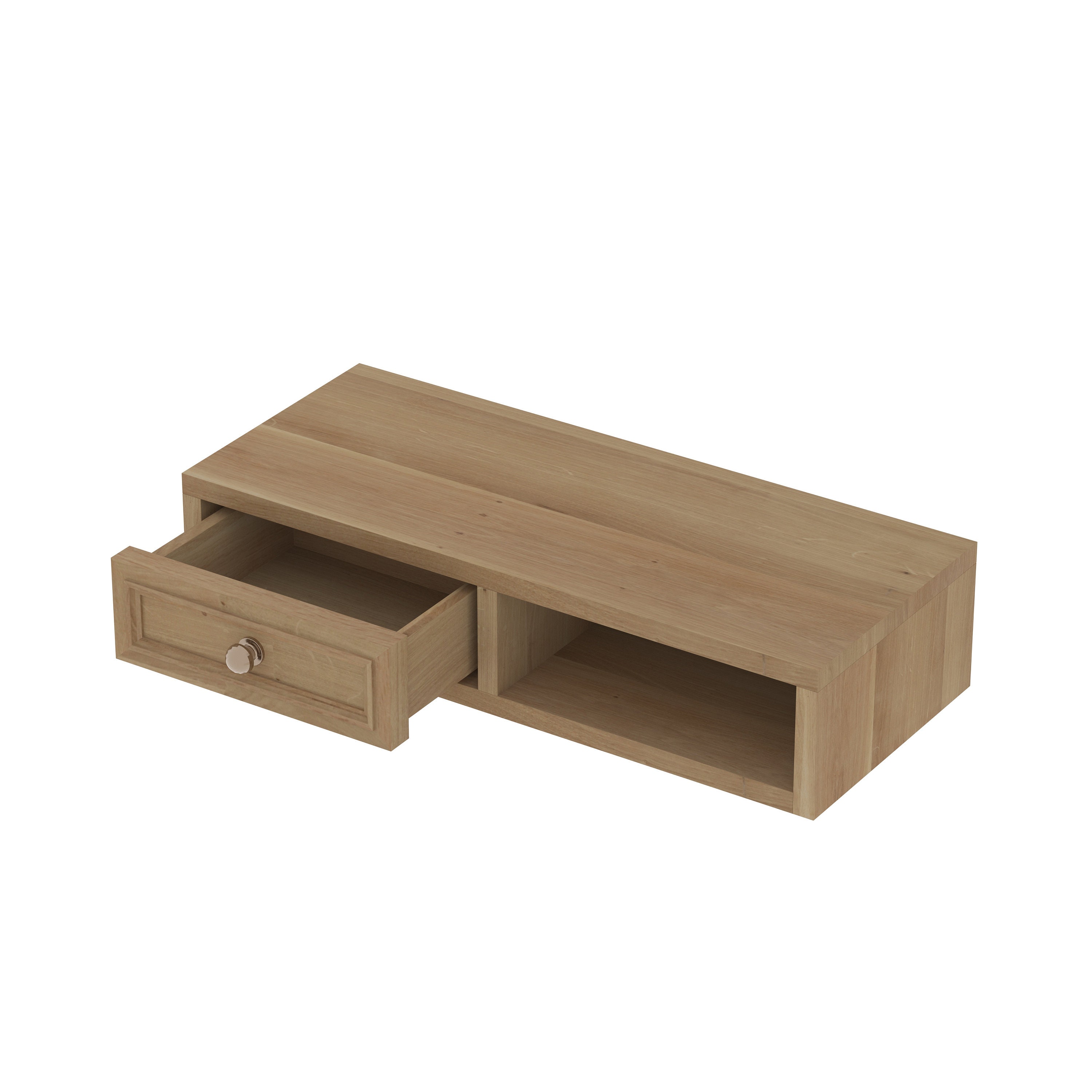 Handmade Floating Console Table With Single Wooden Drawer in Natural ...