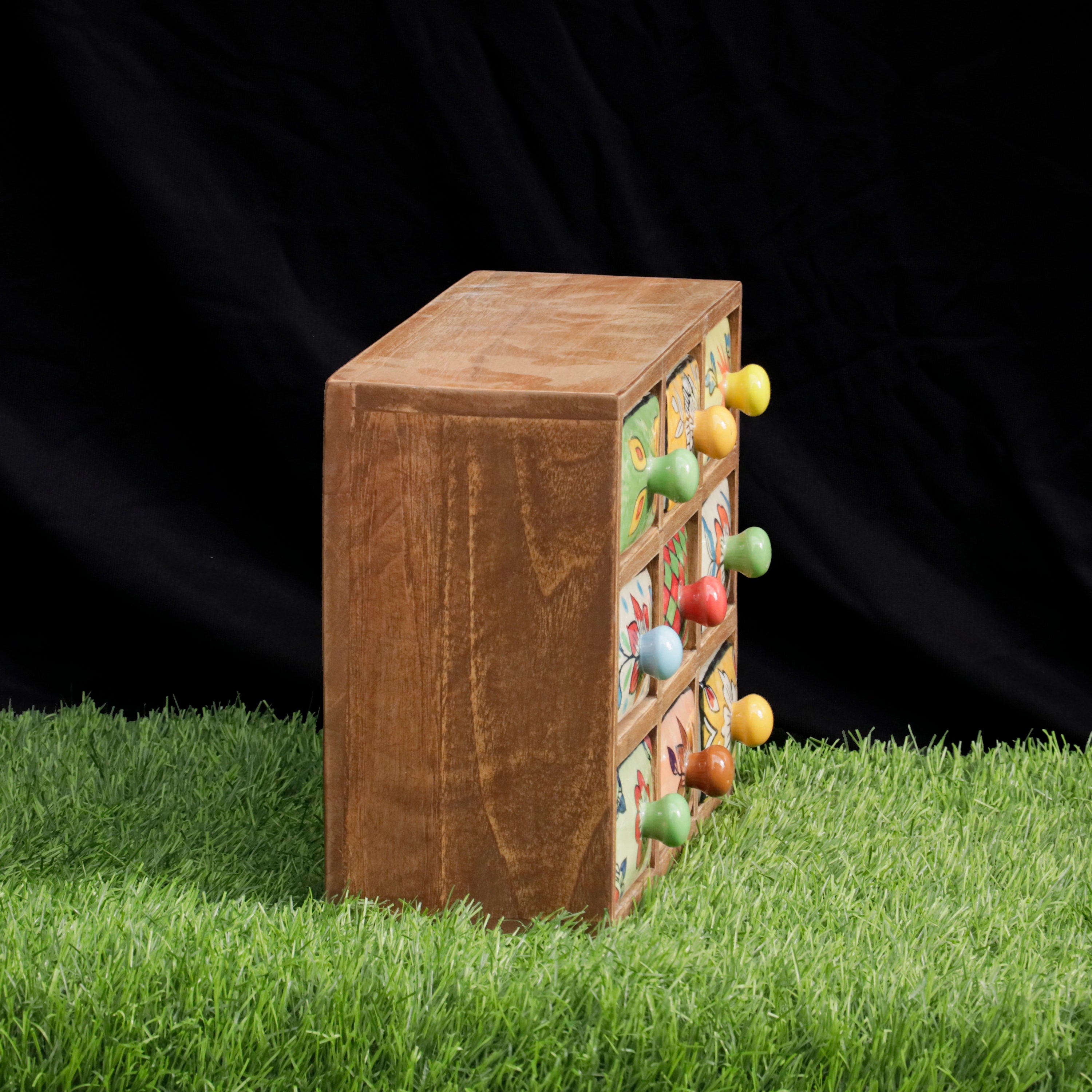 Rustic Finish Ceramic Drawers Multipurpose Spice Box, Trinket Holder ...