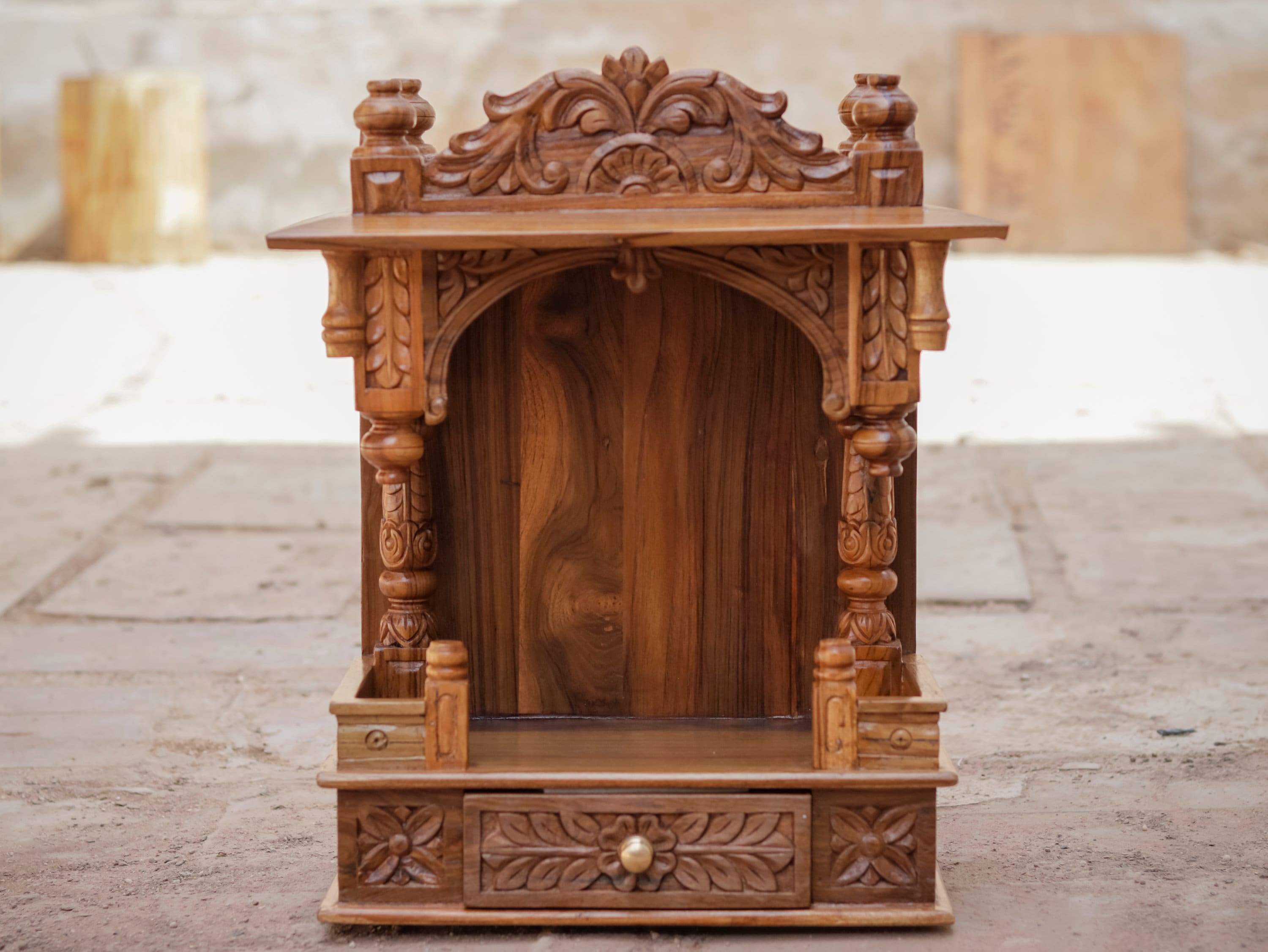 Vintage Style Natural Teak Finish Premium Hand Carved Unique Wall ...