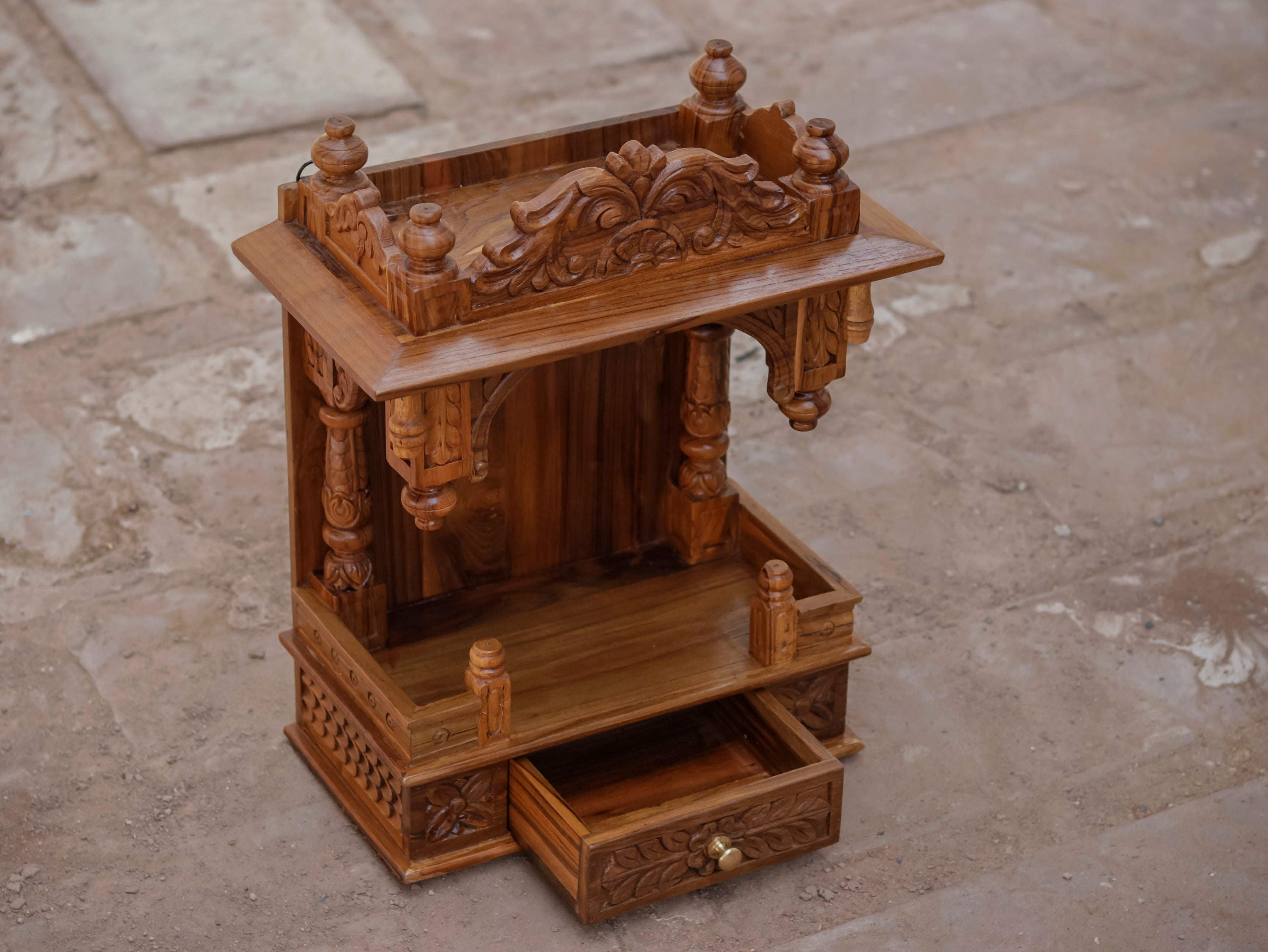 Vintage Style Natural Teak Finish Premium Hand Carved Unique Wall ...