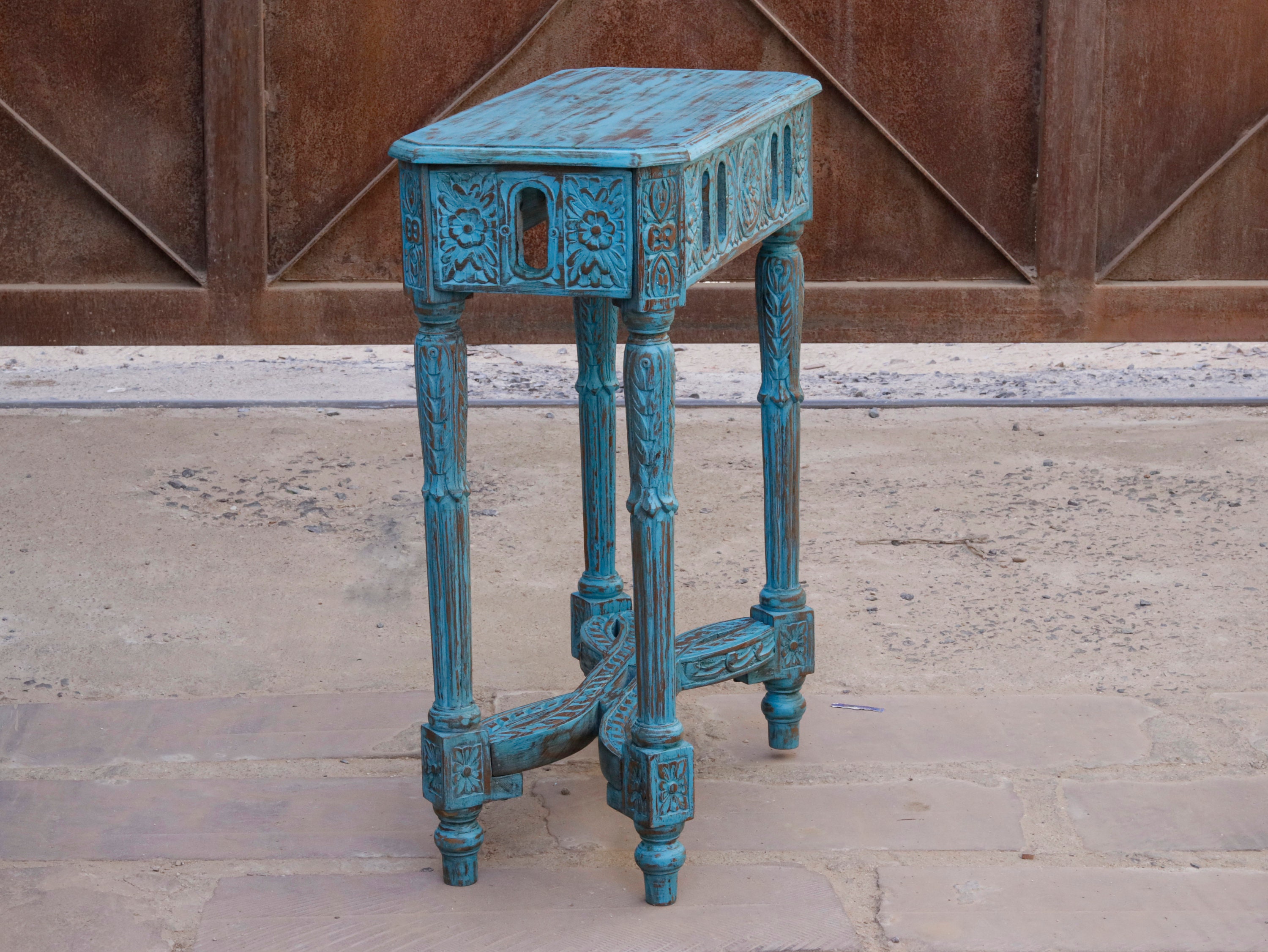 Blue Distressed Polish Farmhouse Console Table: A Rustic Charm for Your ...
