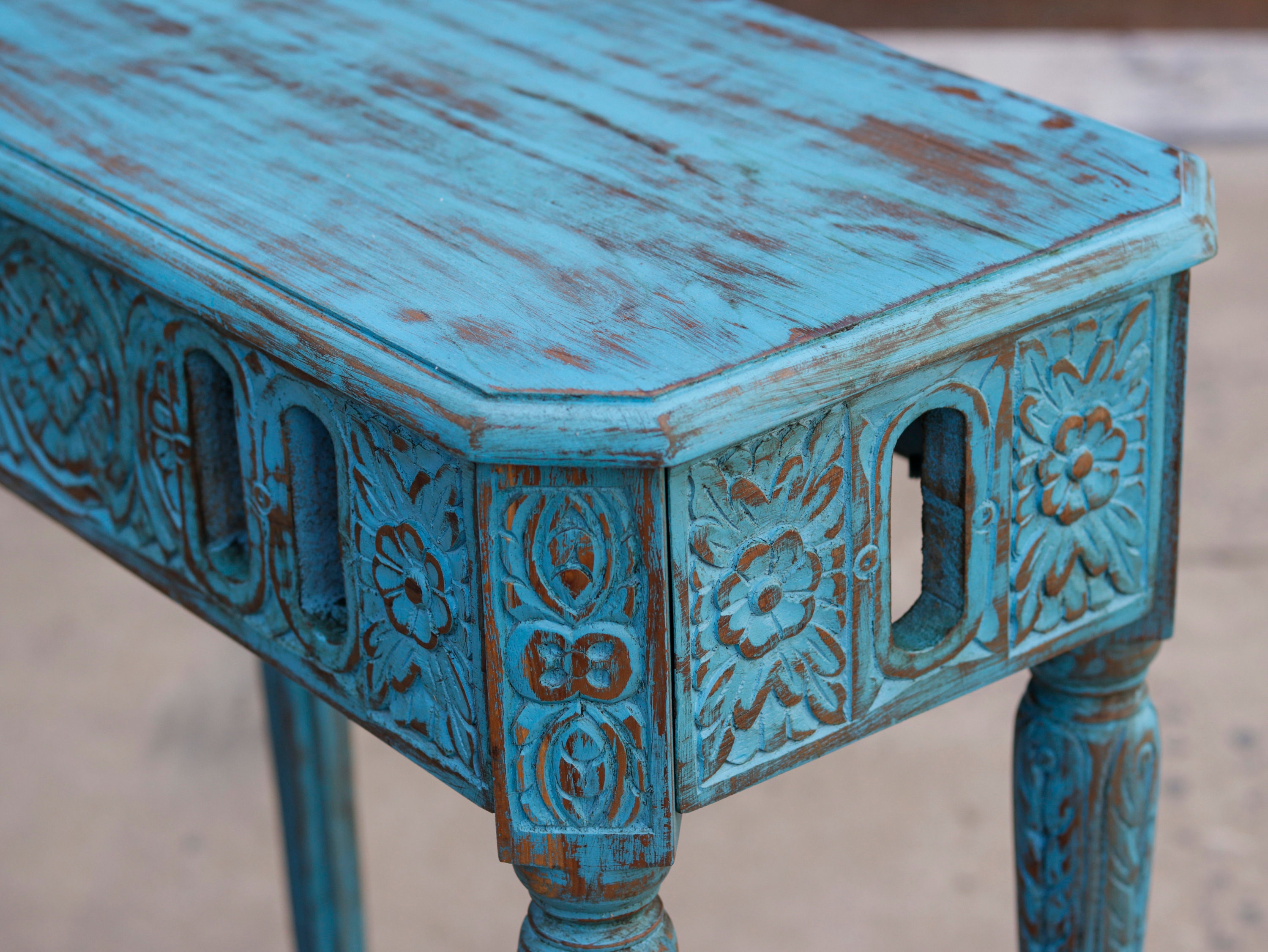 Blue Distressed Polish Farmhouse Console Table: A Rustic Charm for Your ...