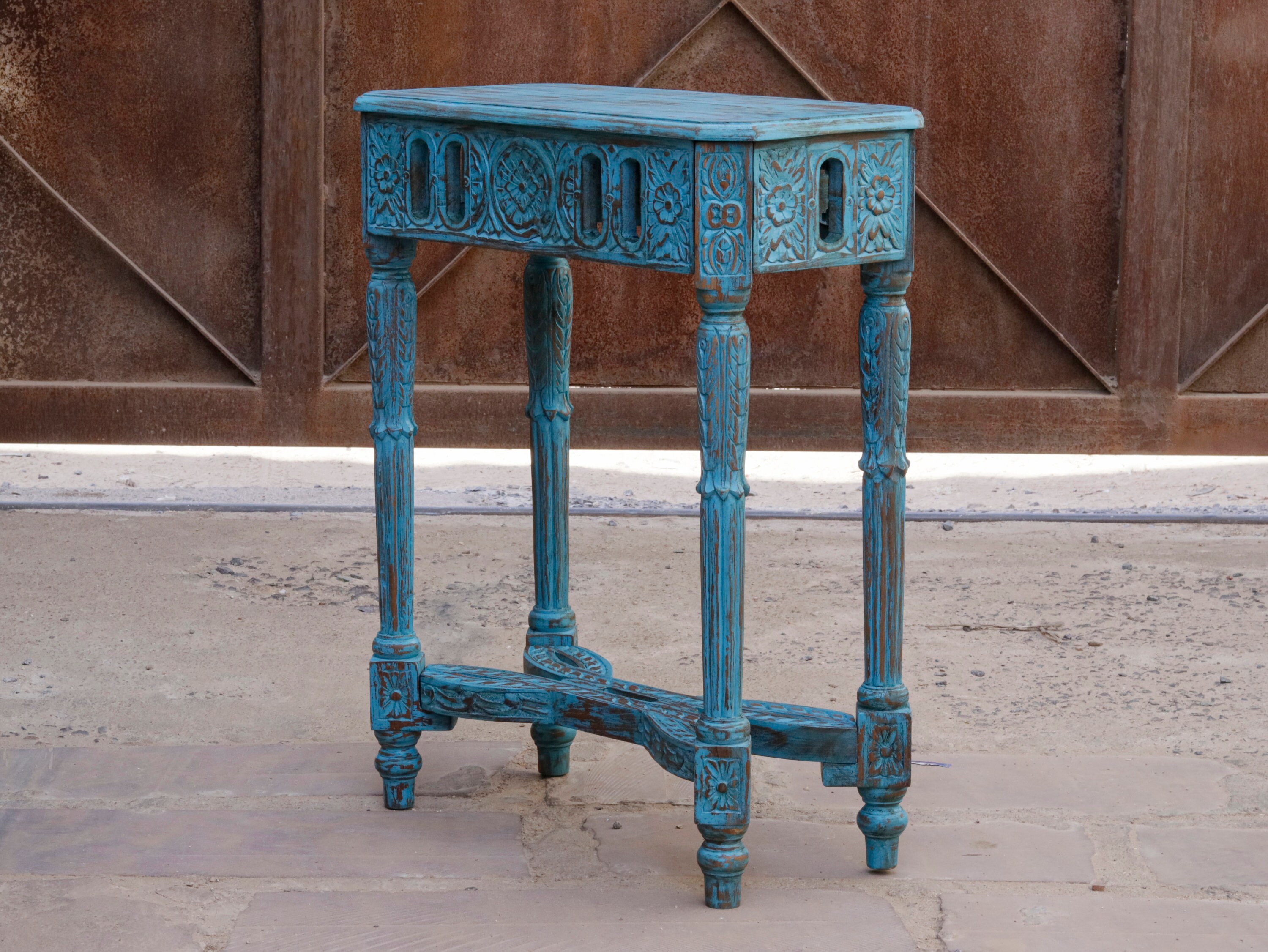 Blue Distressed Polish Farmhouse Console Table: A Rustic Charm for Your ...