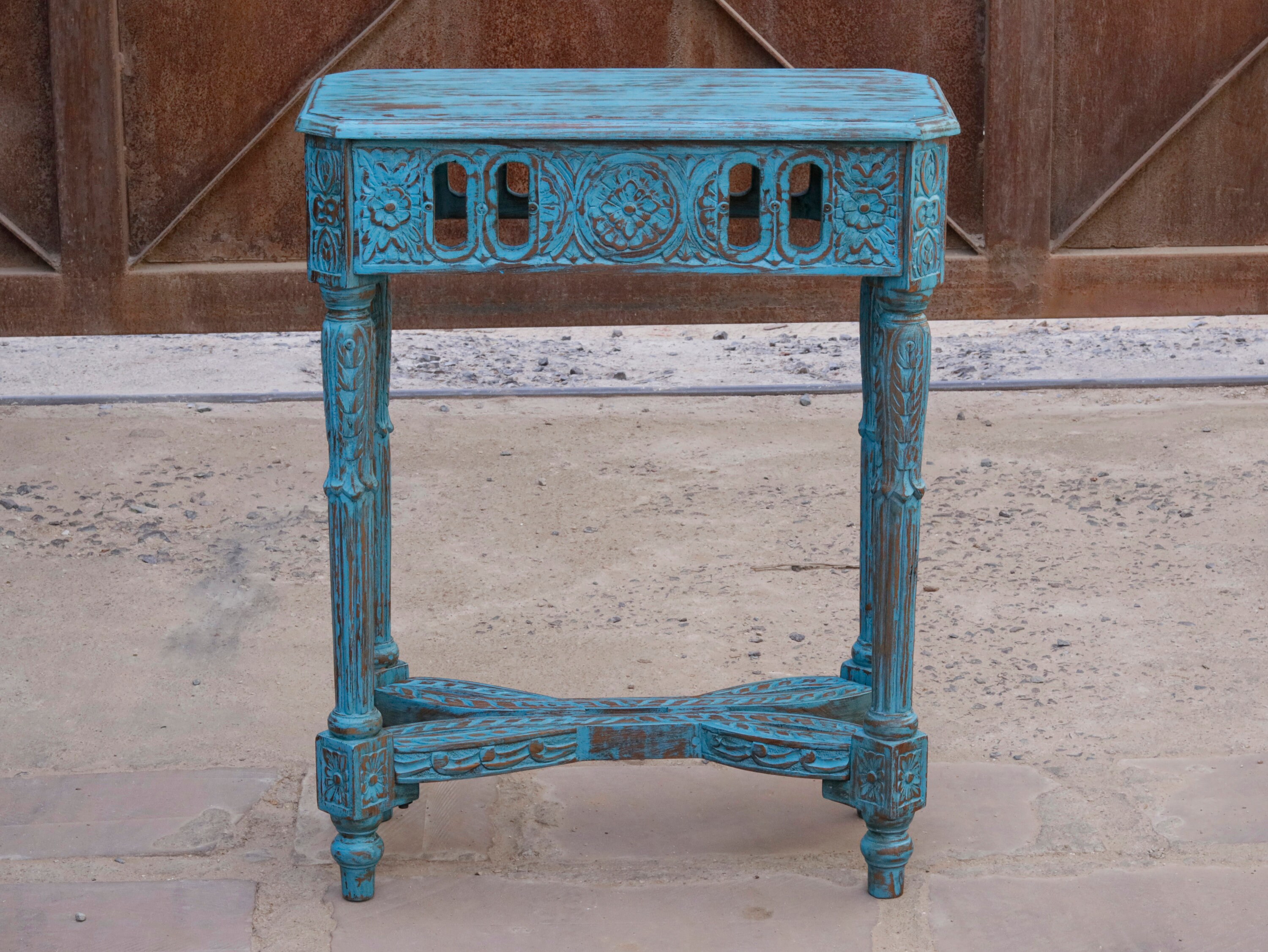 Blue Distressed Polish Farmhouse Console Table: A Rustic Charm for Your ...