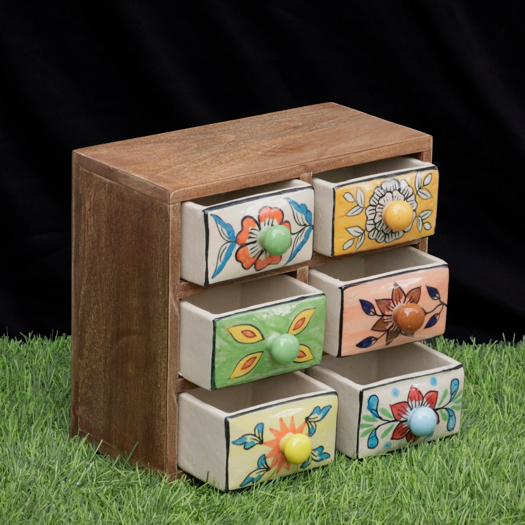 Rustic Finish Ceramic Drawer Design for Spices, Trinkets, Jewelry ...