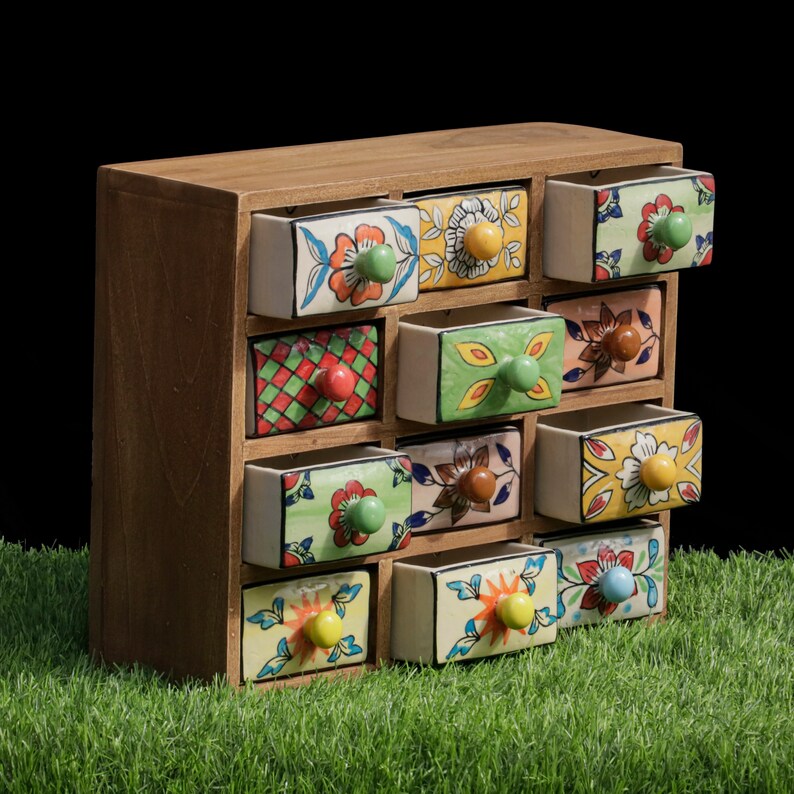 Rustic Finish - 12 Ceramic Drawers - Exquisite Storage Solution & Home ...