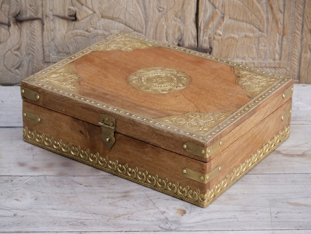 Traditional Solid Wood Box With Brass Fittings: A Timeless Gift of ...