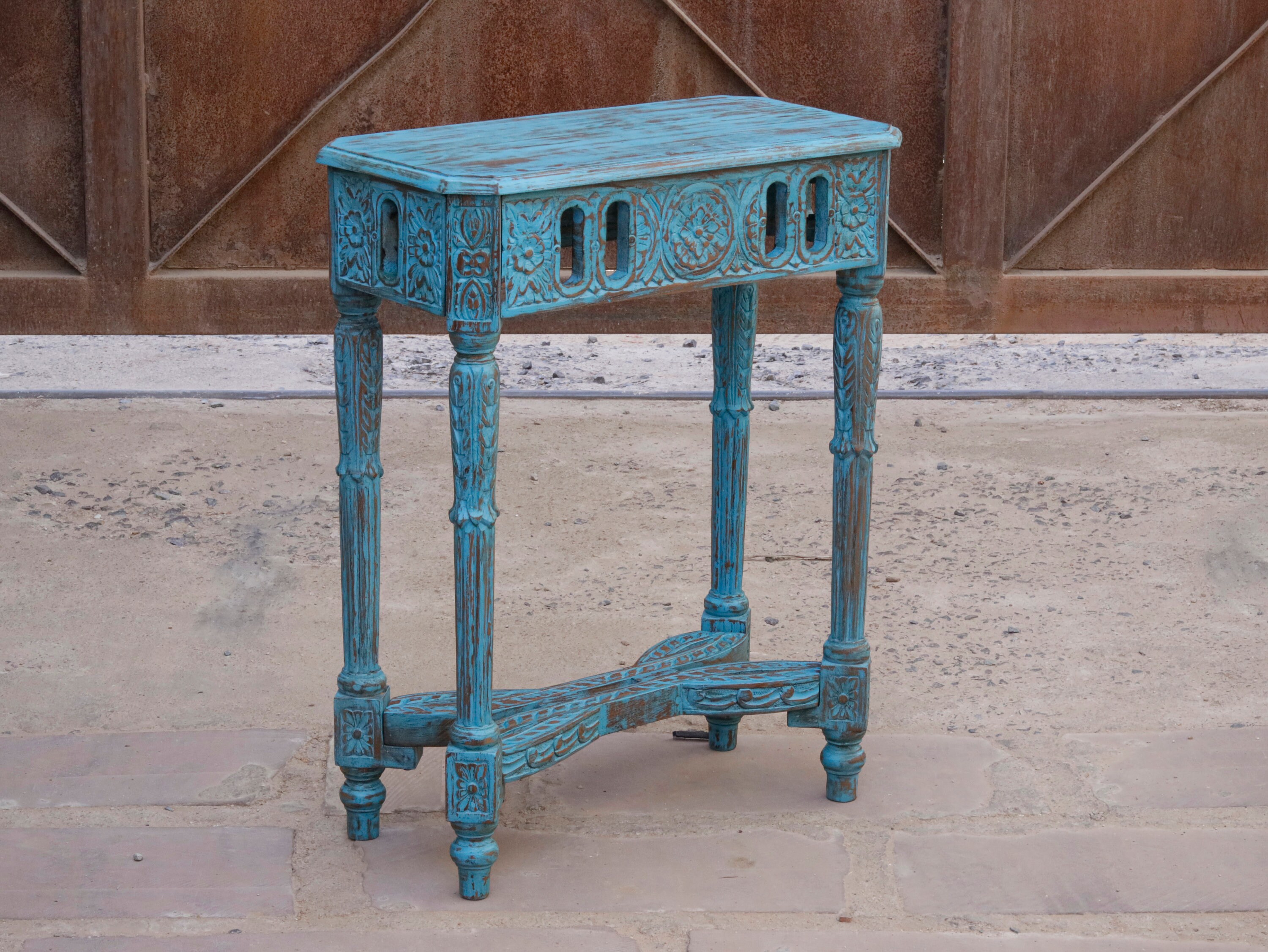 Blue Distressed Polish Farmhouse Console Table: A Rustic Charm for Your ...